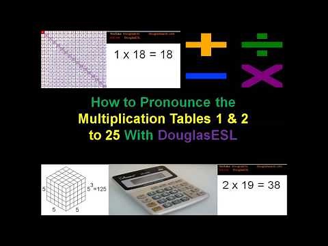 How to Pronounce the Multiplication Tables 1 & 2 to 25 With DouglasESL