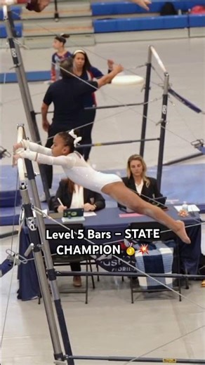Abril Wins 🥇 – Level 5 Bars #usagymnastics #statechampionships #unevenbars