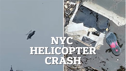 Divers rush to examine upside down helicopter in the Hudson River