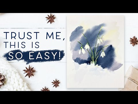 Easy Watercolour Snowdrops In The Snow