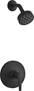KOHLER TS97077-4G-BL Pitch Rite-Temp Shower Trim Kit, 1.75 GPM, Includes Faceplace with Handle, Showerhead, Shower Arm and Flange, Matte Black