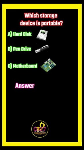 Which storage device is portable? #computertips #computerquiz #keyboardshortcuts #ytshorts #shorts