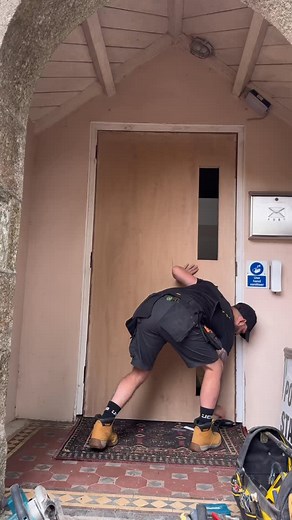 Let’s Play A Game! We couldn’t find a door to suit this Parish Hall Opening … So we made one from a Blank FD30. Apertures cut ready for glazing but the game, how wide & tall is this door …. ?????? Clue: I’m not Tall but I’m not small. The winner gets an awesome prize which includes items from a very well known brand 😊 😏 | Nailed It