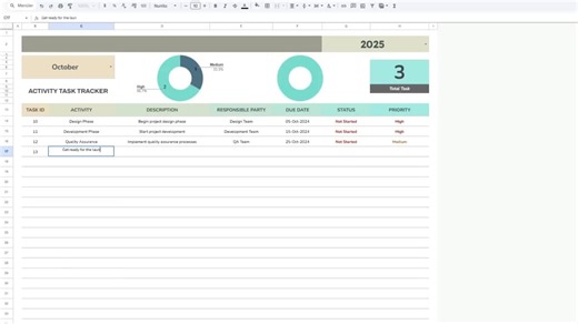 Digital Activity Task Tracker Spreadsheet – Project Task Management Template for Google Sheets - Etsy