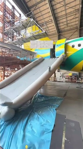 Emergency Evacuation Deployment Escape Slide In Plane 😱#emergency #evacuation #plane #deployment