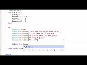 Computer Science 9618: 19.1 Programming a Queue VB.NET