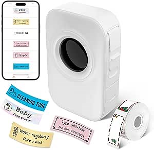 Phomemo D30 Label Maker Machine with Tape 3 Roll Adhesive Label, Bluetooth Mini Label Printer Thermal Wireless Small Labeler Machine for Home, Office Organization,Pink