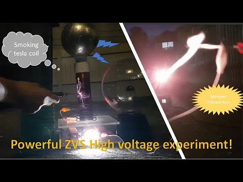 Powerful ZVS Driver Tesla Coil, Induction heating and high Voltage experiment!!