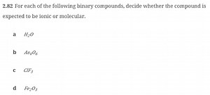 2.82 For each of the following binary compounds, decide whether... | Filo