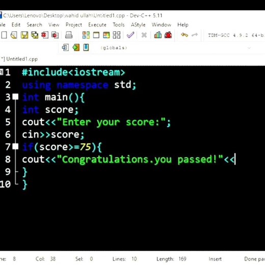 C++ if else Condition | Simple Score Checking Program