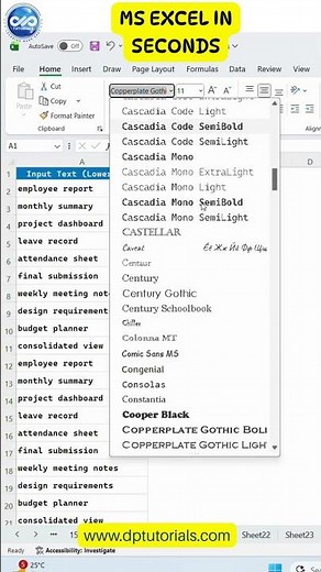 Convert Text to Uppercase in Excel WITHOUT Formula | Copperplate Font Trick