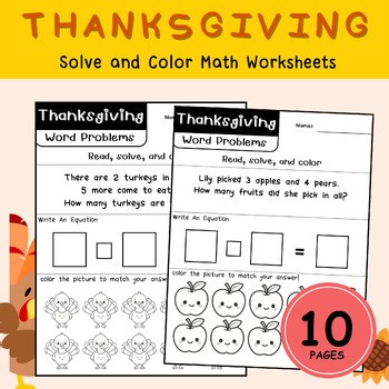 Thanksgiving Word Problems | Addition and Subtraction Within 10