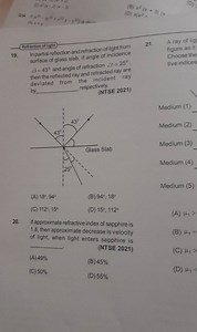 Refraction of light 19. In partial reflection and refraction of... | Filo