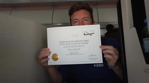 Etihad's first A321LR delivery: Hamburg–Abu Dhabi