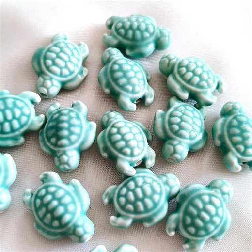 18mm Aqua Turtle Ceramic Bead, Light Teal Porcelain Sea Creature Marine Animal Focal DIY Jewelry Making Macramé Supply - Etsy