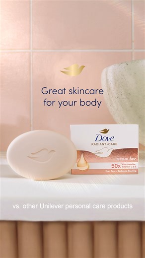 1.3K views · 4.4K reactions | The secret to radiant, even-toned skin that helps when used regularly? A skincare upgrade with Dove Radiant + Care Serum Bar, dual-infused with 50x Niacinamide and Vitamin C & E (vs. other Unilever personal care products). #RaiseTheBar ASC Ref. Code U0173P033125D | Dove | Facebook