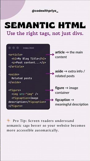 Semantic HTML Explained in 20 Seconds! | Stop Using Only Divs