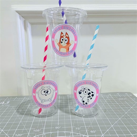 Bluey Birthday Party Cups, Stickers, Disposable 12oz Cups - Etsy