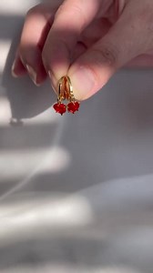 GOLD FILLED Ruby Hoop Earrings Ruby Heart Jewelry Set Red Stone Earrings Minimalist Love Heart Jewelry HYPOALLERGENIC Christmas Gift Ideas - Etsy