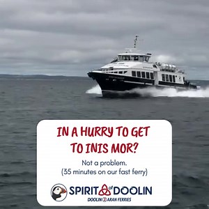 1.7K views · 86 reactions | Our new ship, the #SpiritofDoolin takes just 35 minutes to get from Doolin to Inis Mor. It's not just fast, it's a very comfortable, smooth sailing across the Atlantic. Daily Daytrip crossings twice per day: Dep Doolin - 10:00 or 11:00 Dep Inis Mor - 16:00 or 18:00 https://bit.ly/35minstoInisMor | Doolin2Aran Ferries | Facebook