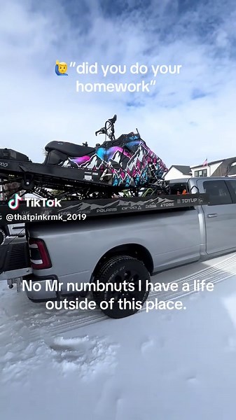 F¥€|< your homework. #snow #polaris #snowmobile #deviantink #muskoka #pink #iloveher #idahocity #mcall #800 #rmk800 #need #iwantit #want #therapy #idaho #fun #group #islandparkidaho #days #goodvibes #love #single