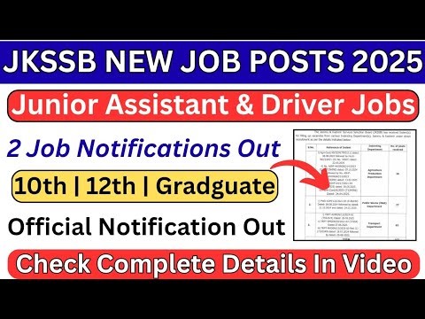 JKSSB 2 New Job Notifications Out 2025 | JKSSB 10th 12th Base Job Posts Released Check Video