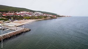 Luxury Resort Orbit Yacht Marina Reveal Holywood Type Sign Drone Aerial Black Sea Off Season Bulgaria Europe