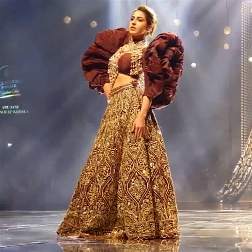Sara Ali Khan's royal ramp walk for Abu Jani and Sandeep Khosla! #Pinkvillastyleicons. The actress stunned everyone with her Nawabi elegance. By the way, Sara is a big fan of ethnic wear and it surely suits her. | PinkVilla