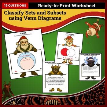 Christmas Worksheet - Classify Sets and Subsets using Venn Diagrams