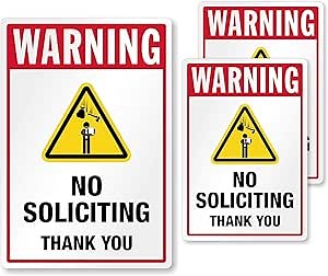 SmartSign No Soliciting Sticker - Pack of 3 - Warning No Soliciting Thank You Stickers Set| EG Reflective Adhesive Decals/Labels, Tear-Resistant, Durable, for Door/House/Window, Made in USA