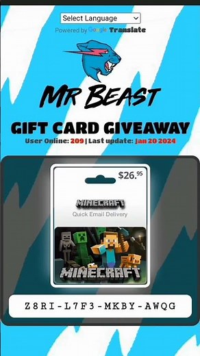 FREE MINECRAFT GIFT CARD CODES! #mrbeast #subscribe #shorts #gigachad
