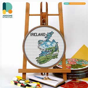 Cliffs of Moher, Ireland, Clare Map Cross Stitch Pattern and Kit - Modern Needlework Art Embroidery Sampler, CS2571 - Etsy