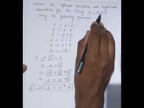 Obtain leftmost and rightmost derivation for the given string id+id*id using the grammar.
