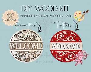 DIY Welcome Door Sign- Valentines Day Sign Kit, Unfinished Wood, Craft Cutouts, Home Decor, Date Night, XOXO, Cupcake, Painting Party, Date - Etsy