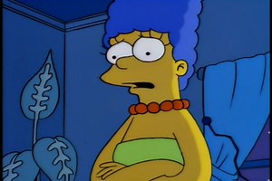 "Oh, it's beautiful! Oh! Oh, let's put Bart's beautiful drawing up on the fridge." [S9E3: Lisa's Sax] | Farmer Homer's Sweet Sweet Sugar