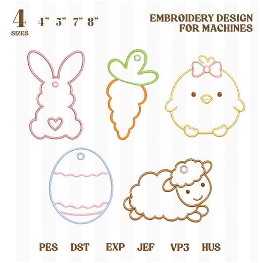 ITH Easter Basket Tags Embroidery Design, in Thehoop Applique Design Easter Basket Tags, Happy Easter Tags, Instsant Download - Etsy