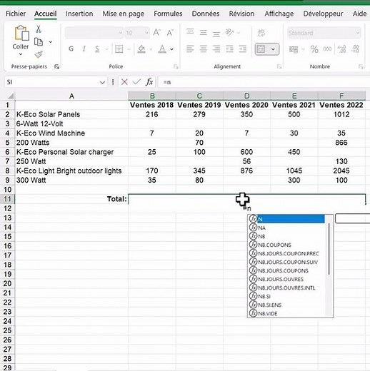 Comptez les cellules contenant des nombre avec la fonction NB