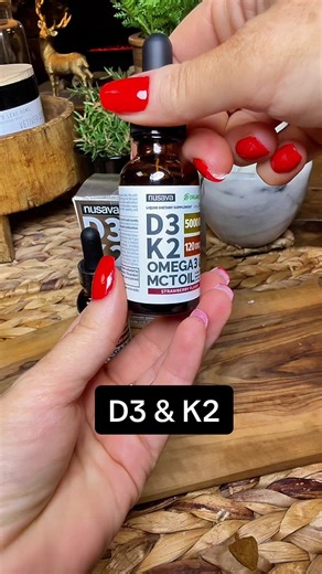 Liquid vitamin D3 and K2 supplement drops with MCT oil and omega 3. Easy to take daily liquid formula in a two bottle value pack. #vitamind3 #k2supplement #liquidsupplement #wellnessroutine #dailyvitamins