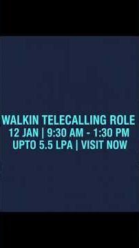 Walkin Telecalling Role 12Jan 9.30am-1.30pm upto 5.5Lpa Visit Now#youtubeshorts