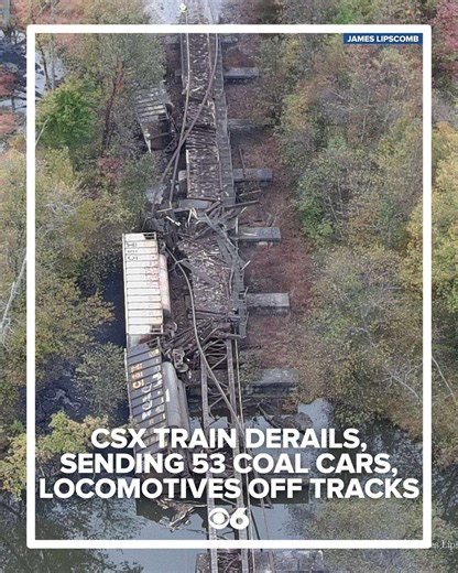 WTVR CBS 6 | ⚠️ Officials now say 53 coal cars and 2 locomotives derailed into wetlands when a CSX train went off the tracks in rural New Kent County.... | Instagram