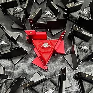 Kinetic Cube Ring Box, Aluminum Alloy Rotating Mechanical Jewelry Storage, Cube Mechanical Deformation Ring Box for Jewelry Display(Red)