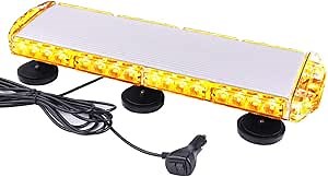 ASPL 21" Emergency Mini LED Light bar, 38LED 3 Watt Low Profile Roof Mount Strobe Light Bar, with Strong Magnet Base,for All 12-24V Emergency Vehicle (Amber)