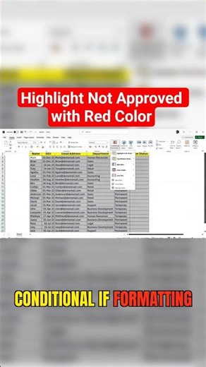 Not Approved Data Highlight करें Red Color से! 🛑 #excel #microsoftoffice #excelshortcuts