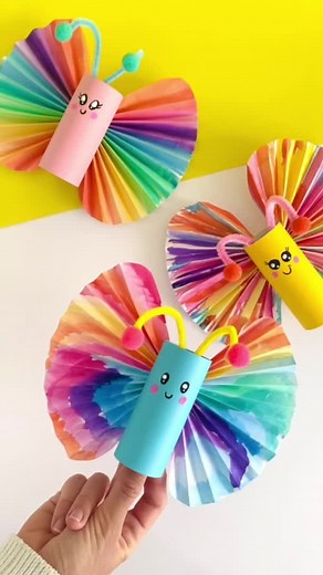 Paper Roll Butterflies with Watercolor Wings