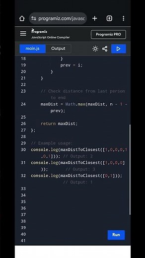 Maximize Distance to Closest Person | JavaScript LeetCode Solution | Greedy Approach
