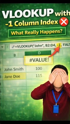 VLOOKUP with -1 Column Index ❌ What Really Happens?
