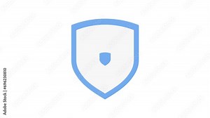 Blue Shield with check mark icon isolated on white background. Security check icon or Protection symbol. Check mark approved icon. 4K Video motion graphics animation, alpha channel
