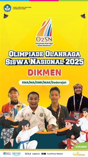 Pusat Prestasi Nasional | Halo #SobatPrestasi! Olimpiade Olahraga Siswa Nasional (O2SN) Jenjang Pendidikan Menengah diselenggarakan pada 16 s.d. 21 November 2025 di... | Instagram