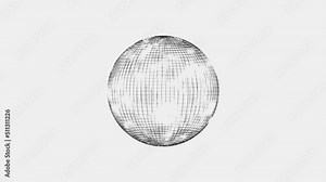 Geometric halftone animated symbol of sphere, circle. Rotating world Wide Web. Pattern of digital network, matrix. Globe. Background for screensavers, presentations, technology, business. 4k