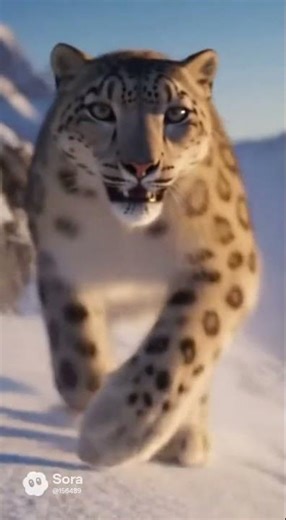 Animals – Snow Leopard Chasing a Blue Sheep
